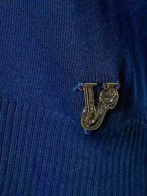Versace Chiffon Paneled V-neck Sweater