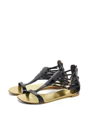 GIUSEPPE ZANOTTI Patent Leather Multi-strap Flat Sandals