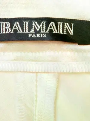 Balmain Beige Pleated Draped Trousers