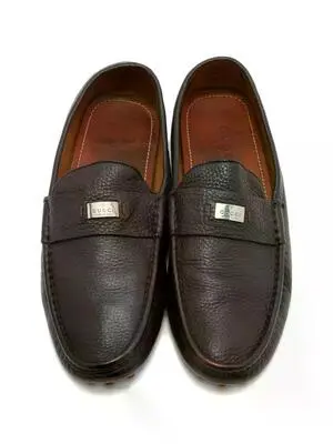Gucci Logo-plaque Leather Loafers