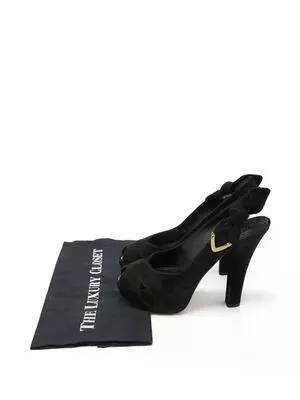 LOUIS VUITTON Suede Slingback Block Heels