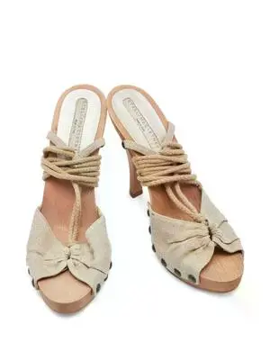 Stella McCartney Beige Canvas Platform Sandals