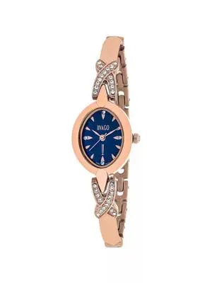 JIVAGO Via Crystal Rose Gold-tone Watch - Blue