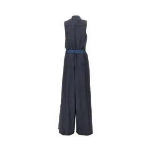 Emporio Armani Sleeveless Denim Jumpsuit With Belt
