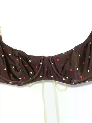 Frankies Bikinis Cola Polka-dot Underwired Bikini Top