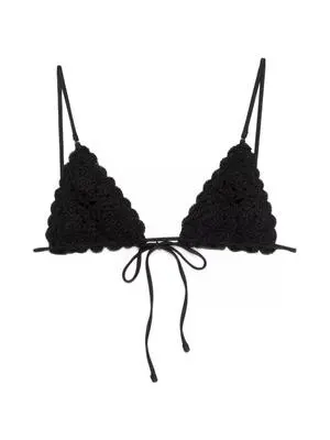 Frankies Bikinis Elena Crochet-knit Triangle Bikini Top - Black