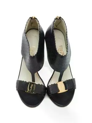 FERRAGAMO Vara Bow Perforated Heeled Sandals
