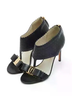 FERRAGAMO Vara Bow Perforated Heeled Sandals