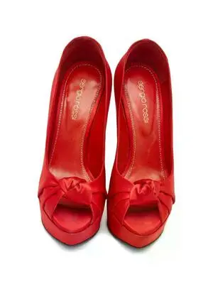 SERGIO ROSSI Satin Knot Peep-toe Pumps