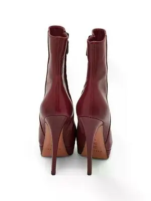 Casadei Burgundy Leather Platform Ankle Boots