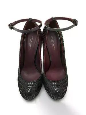 Bottega Veneta Patent Leather Thread-weave Wedge Pumps