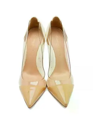 GIANVITO ROSSI Cream Patent Leather Pumps With Transparent Panels - Neutrals