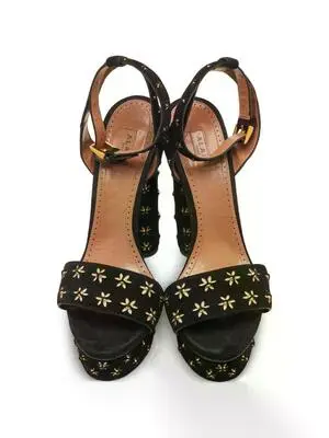 Alaïa Suede Studded Flower Sandals