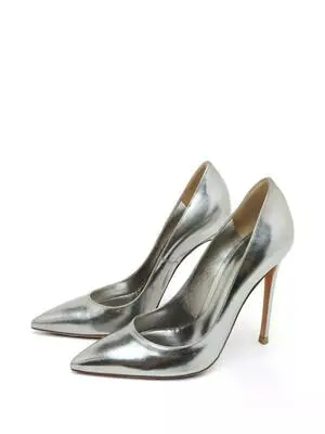 GIANVITO ROSSI Metallic Leather Pointed-toe Pumps - Silver