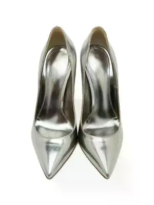 GIANVITO ROSSI Metallic Leather Pointed-toe Pumps - Silver