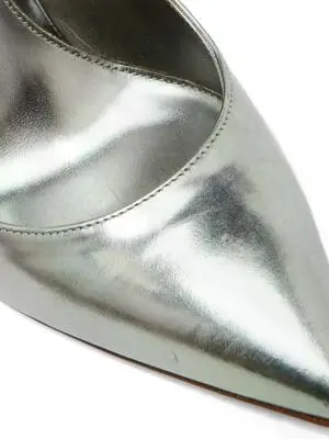 GIANVITO ROSSI Metallic Leather Pointed-toe Pumps - Silver