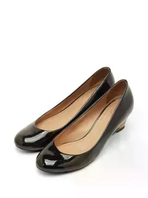 Tory Burch Patent Leather Round-toe Wedge Pumps
