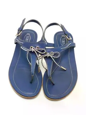 TOD'S Leather Bow Detail Slingback Thong Sandals
