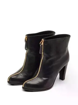 SERGIO ROSSI Leather Zip-front Almond-toe Ankle Boots