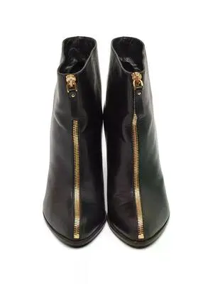 SERGIO ROSSI Leather Zip-front Almond-toe Ankle Boots