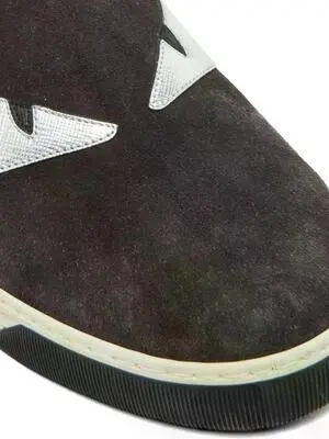 Fendi Monster Eyes Suede Slip-on Sneakers - Grey