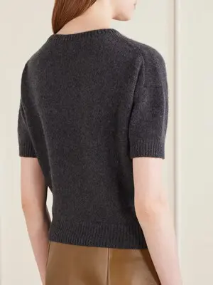 Khaite Golden Cropped Cashmere Sweater - Gray