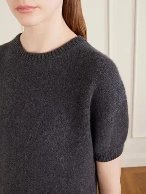 Khaite Golden Cropped Cashmere Sweater - Gray