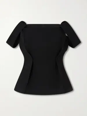 Khaite Yasmina Crepe Off-the-shoulder Peplum Blouse