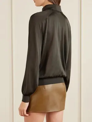 Khaite Alexa Silk-knitted Polo Sweater - Brown
