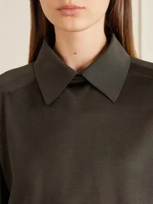Khaite Alexa Silk-knitted Polo Sweater - Brown