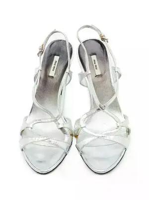 Miu Miu Leather Open Toe Slingback Sandals