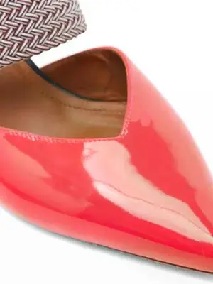 MALONE SOULIERS Maisie Patent Leather Mules With Woven Strap - Red