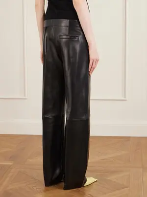 Khaite Mita Leather Straight-leg Trousers - Black