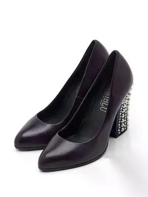 LORIBLU Crystal-studded Block-heel Pumps