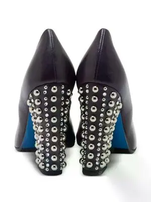 LORIBLU Crystal-studded Block-heel Pumps