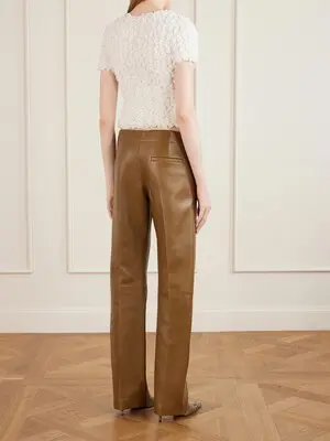 Khaite Mita Leather Straight-leg Trousers - Brown