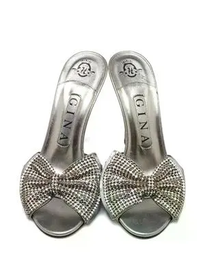 GINA Crystal-embellished Bow Stiletto Sandals