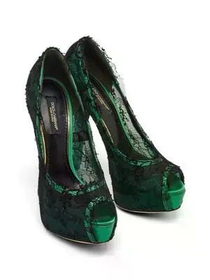 Dolce & Gabbana Lace Platform Peep-toe Pumps