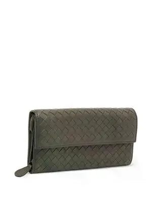 Bottega Veneta Intrecciato Flap Wallet - Grey