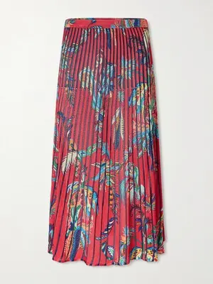 Etro Pleated Knit Midi Skirt - Red