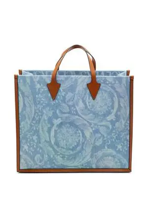 Versace Allover Logo Denim Tote Bag
