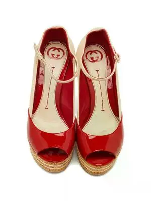 Gucci Mary Jane Wedge Peep-toe Pumps