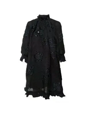Fendi Textured Dress With Floral Appliqu