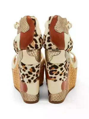 Roberto Cavalli Leather Platform Wedge Sandals