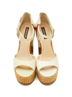 Roberto Cavalli Leather Platform Wedge Sandals