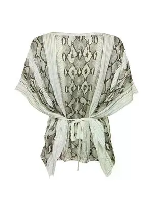 Roberto Cavalli Snake-print Silk Panel Tunic Top