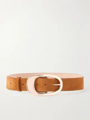 Gabriela Hearst Lozewce Suede Belt With Rose Gold Tone Buckle - Brown