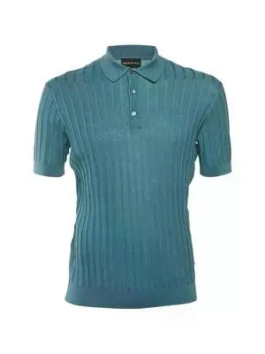 Emporio Armani Ribbed-knit Wool-blend Polo Shirt
