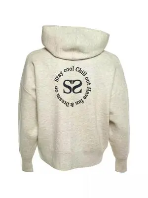 Sandro Embroidered Detail Zip-up Hoodie