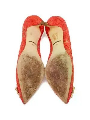 Dolce & Gabbana Bellucci Lace Pumps - Orange